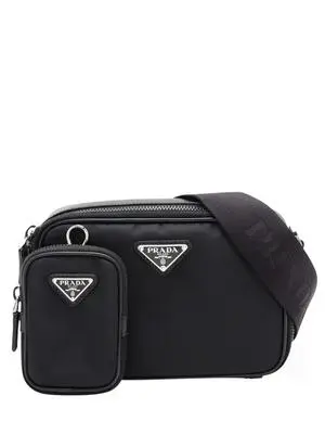 Prada 2013-2026 Medium Saffiano Trimmed Re Nylon Brique Satchel - Black