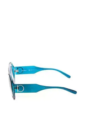 FERRAGAMO Gancini-detail Geometric-frame Sunglasses