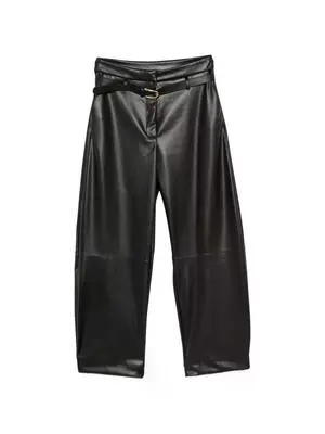 Imperial Belted Faux-leather Trousers - Black