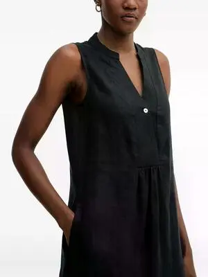 BENETTON Sleeveless Linen Midi Dress - Black