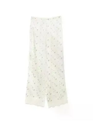 DÔEN Felise Floral-print Lace-trim Trousers