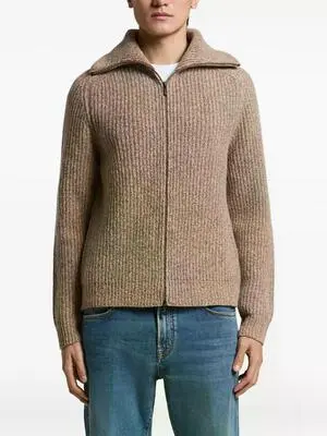 Peserico Ribbed-knit Zip-up Cardigan - Neutrals