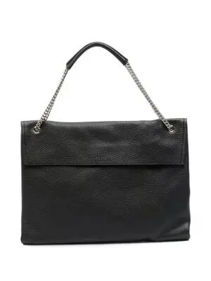 Orciani Grained Leather Chain-link Shoulder Bag - Black