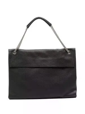 Orciani Grained Leather Chain-link Shoulder Bag - Black