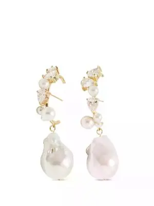 Completedworks 18k Recycled Yellow-plated Brass Pearl And Topaz Climber Earrings