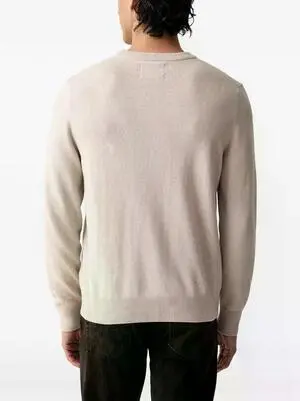 Marc O'polo Crew-neck Sweater With Embroidered Logo - Neutrals