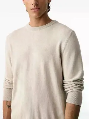 Marc O'polo Crew-neck Sweater With Embroidered Logo - Neutrals