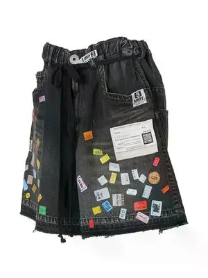 Mihara Yasuhiro Price Tag Printed Denim Gather Shorts