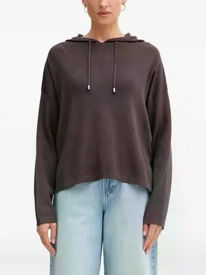 BENETTON Drawstring Side-slit Hoodie - Brown