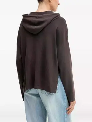 BENETTON Drawstring Side-slit Hoodie - Brown