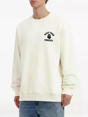 FINGERCROXX Logo-print Crew-neck Sweatshirt - Neutrals