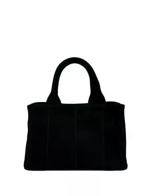 Prada 2013-2026 Small Canvas Canapa Logo Tote Satchel - Black