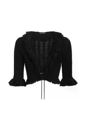 Dolce & Gabbana Crochet Cardigan With Ruffle Trim