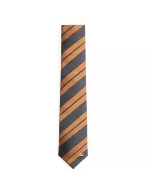 Valentino Garavani Jacquard Regimental Silk Tie - Grey