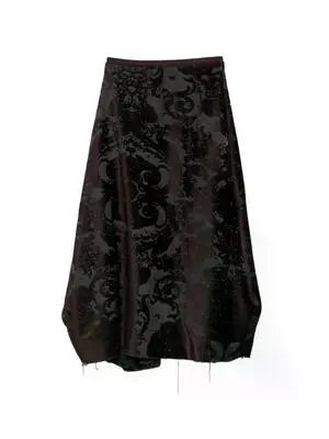 MARC LE BIHAN Damask Pattern Raw Edge Midi Skirt