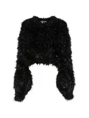 Junya Watanabe Metallic-effect Cropped Sweater - Black