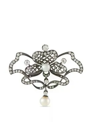 LB EXCLUSIVE Diamond And Pearl Brooch - Silver