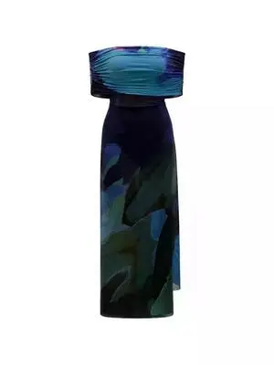MARLEA MONTE-CARLO Gigi Abstract-print Ruched Midi Dress