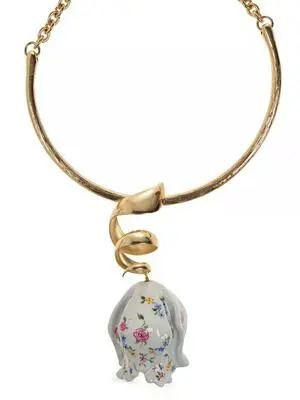 Chloé Ceramic Floral Pendant Necklace - Gold