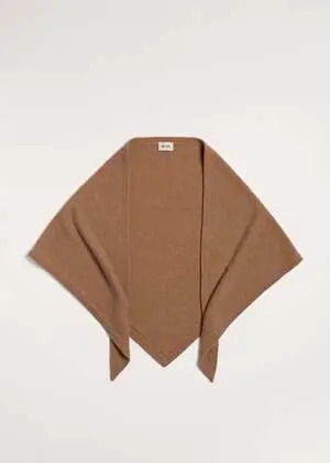 ME+EM Cashmere Triangle Knit Scarf Dark Camel Melange - Deep Camel