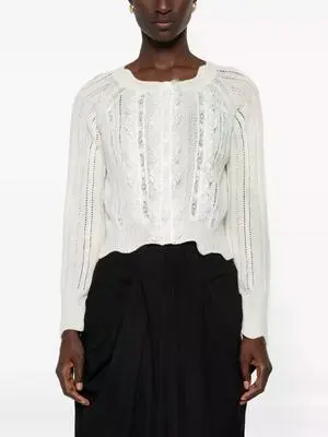 Ermanno Scervino Lace-panelled Pointelle-knit Cardigan - Neutrals