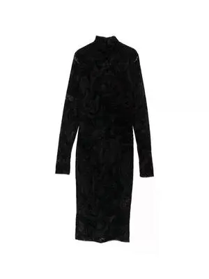 Just Cavalli Mock-neck Long-sleeve Midi Dress