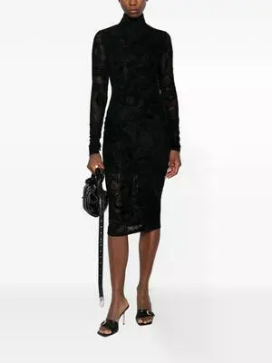 Just Cavalli Mock-neck Long-sleeve Midi Dress