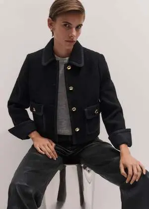 ME+EM Cropped Bouclé Jacket - Black