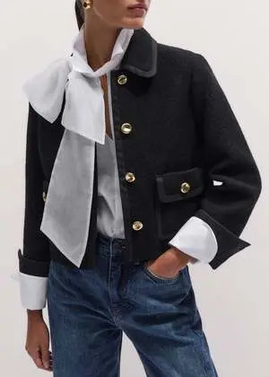 ME+EM Cropped Bouclé Jacket - Black