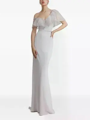 GEMY MAALOUF Asymmetrical Neckline Ruffled Gown