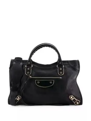 BALENCIAGA City Classic Metallic Edge Bag Leather Medium Satchel