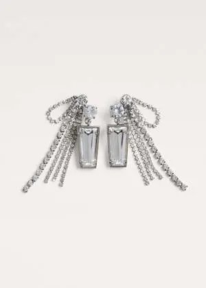 ME+EM Modern Diamente Cluster Earrings - Silver