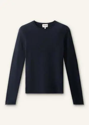 ME+EM Merino Wool Cashmere Crew Neck Top - Navy