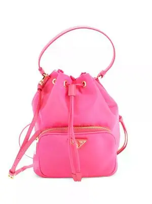 Prada Drawstring Tessuto Small Bucket Bag - Pink