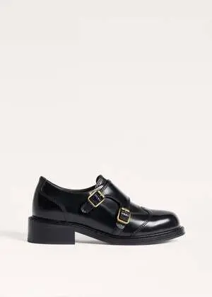 ME+EM Double Buckle Monk Strap Shoes - Black