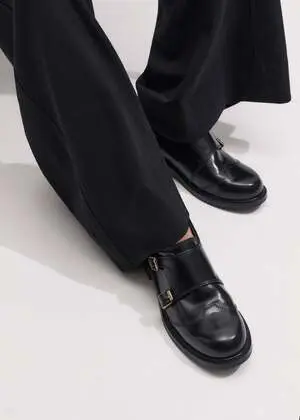 ME+EM Double Buckle Monk Strap Shoes - Black