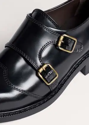 ME+EM Double Buckle Monk Strap Shoes - Black