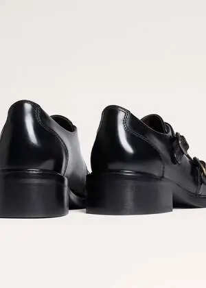 ME+EM Double Buckle Monk Strap Shoes - Black