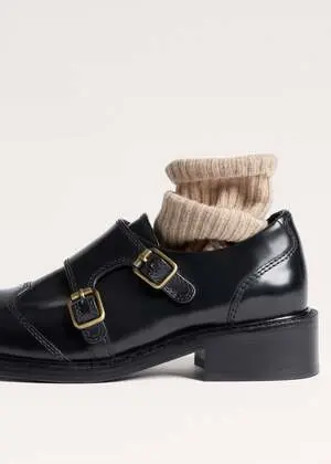 ME+EM Double Buckle Monk Strap Shoes - Black