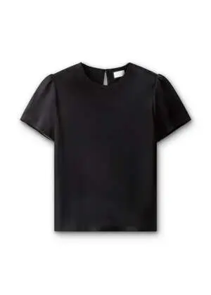 ME+EM Silk Satin Puff Sleeve T-shirt