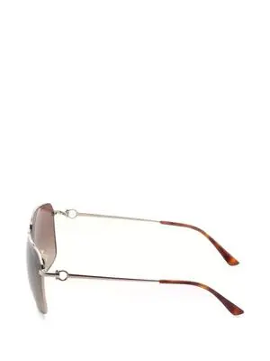FERRAGAMO Gancini Detail Geometric Frame Sunglasses - Gold