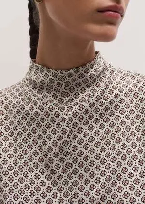ME+EM High Neck Floral Foulard Print Top