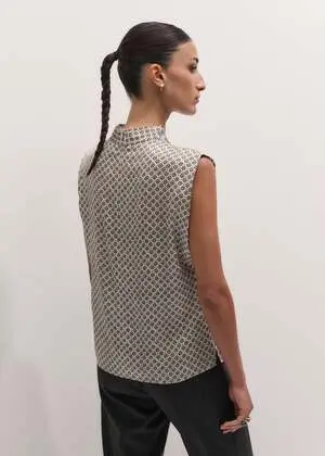 ME+EM High Neck Floral Foulard Print Top