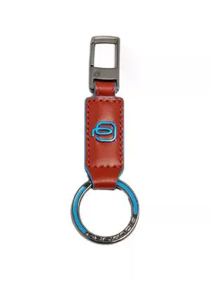 PIQUADRO Leather Keyring With Carabiner Detail - Orange