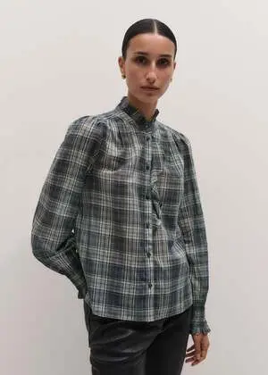 ME+EM Cotton Voile Blouse - Green Multi
