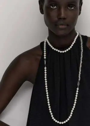 ME+EM Transformative Pearl And Diamante Longline Necklace Off White