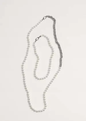 ME+EM Transformative Pearl And Diamante Longline Necklace Off White