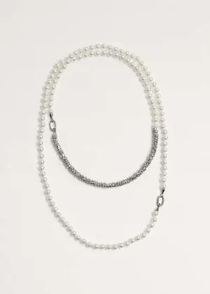 ME+EM Transformative Pearl And Diamante Longline Necklace Off White - Silver