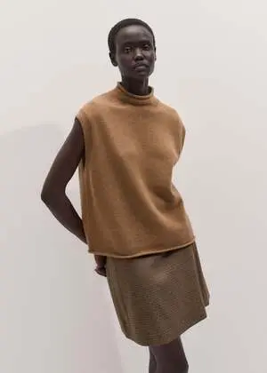 ME+EM High Neck Knit Tank - Deep Camel
