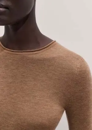 ME+EM Jersey Stitch Crew Neck Top - Deep Camel